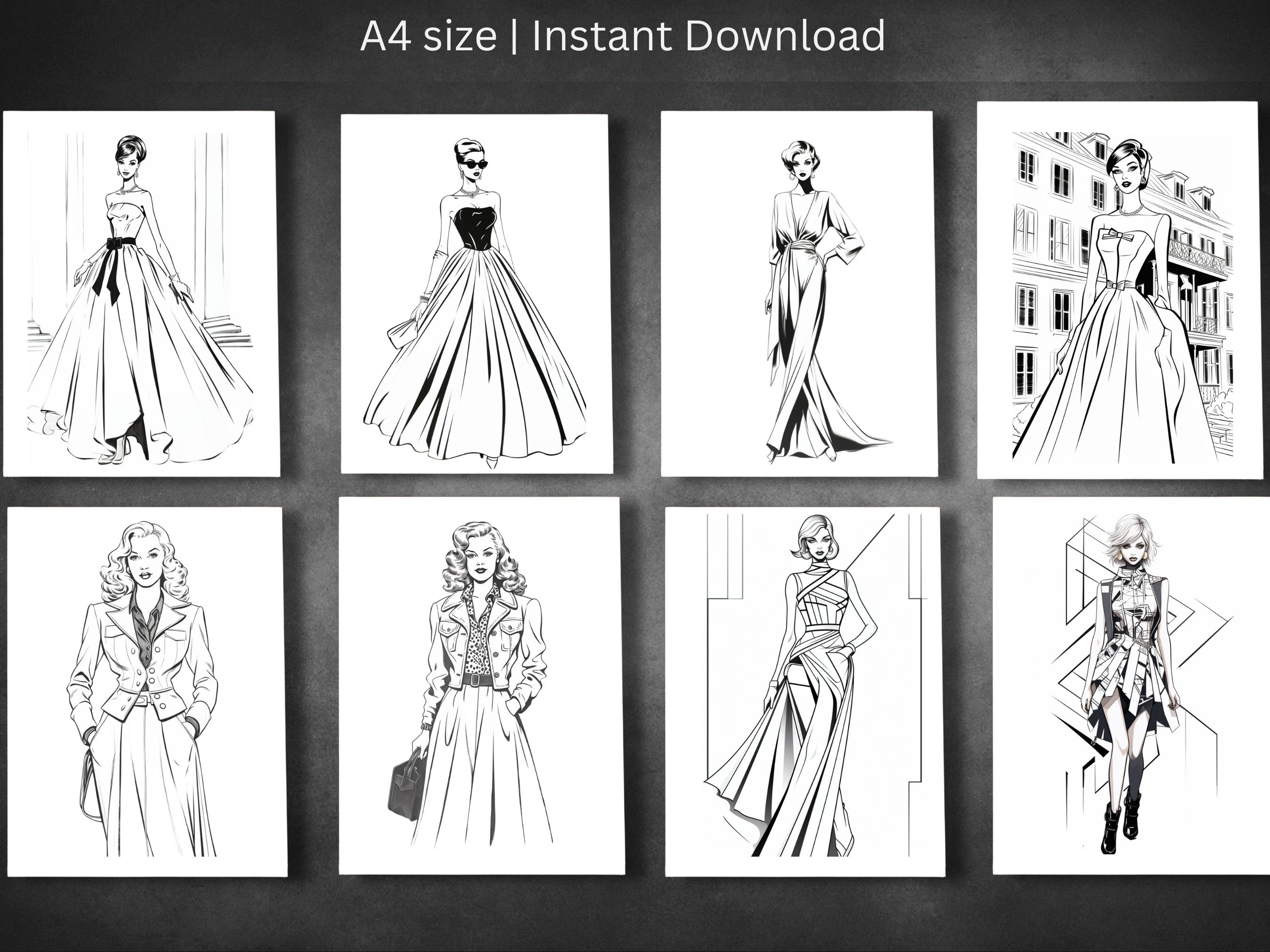 Fashion Beauty Coloring Book, Printable Adults/ Kids Coloring Pages ...