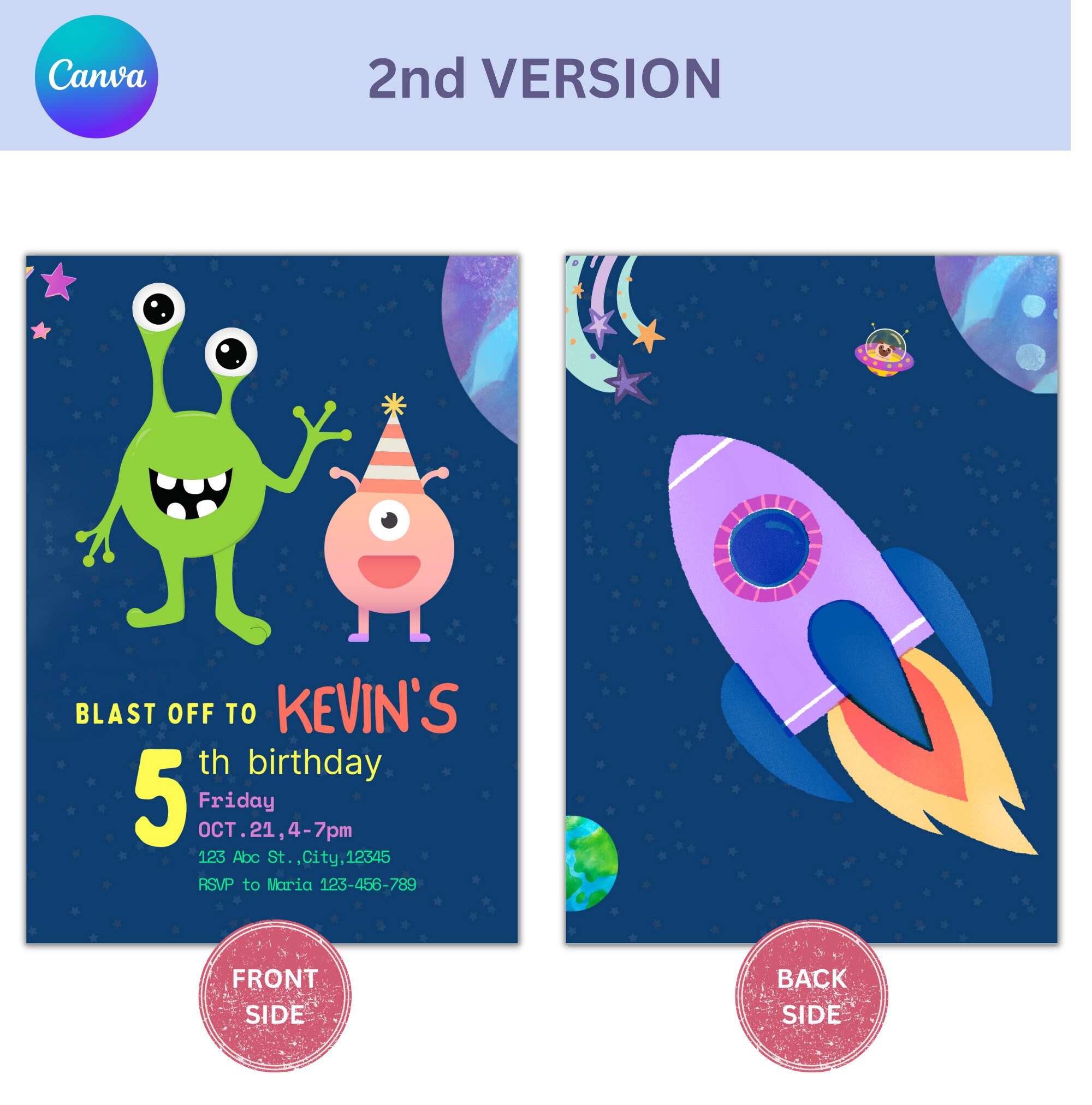 Printable Birthday Invitation Template Canva | Alien Invitation ...