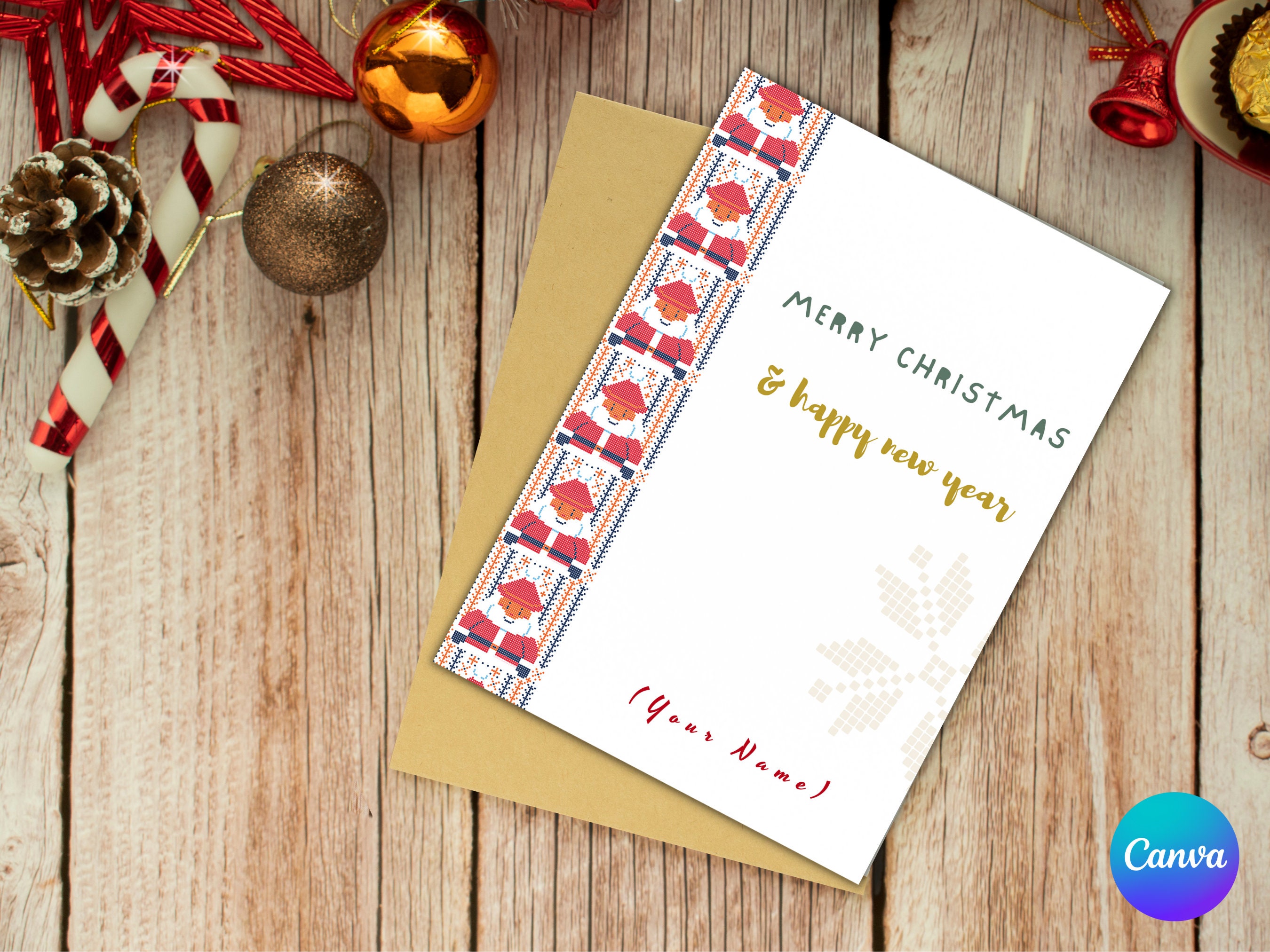 Pack of 6 Christmas Card Template Canva, Photo Christmas Card Template ...