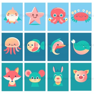 47 Cute Animals Posters Bundle for Kids' Room Decor, Set of Prints ...