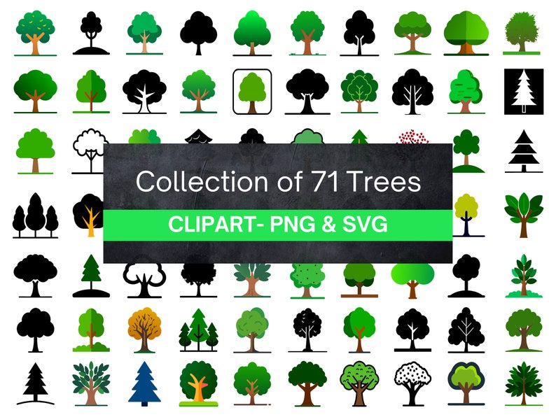 Collection of 71 Trees Clipart - SVG & PNG | Instant Download | Icon ...