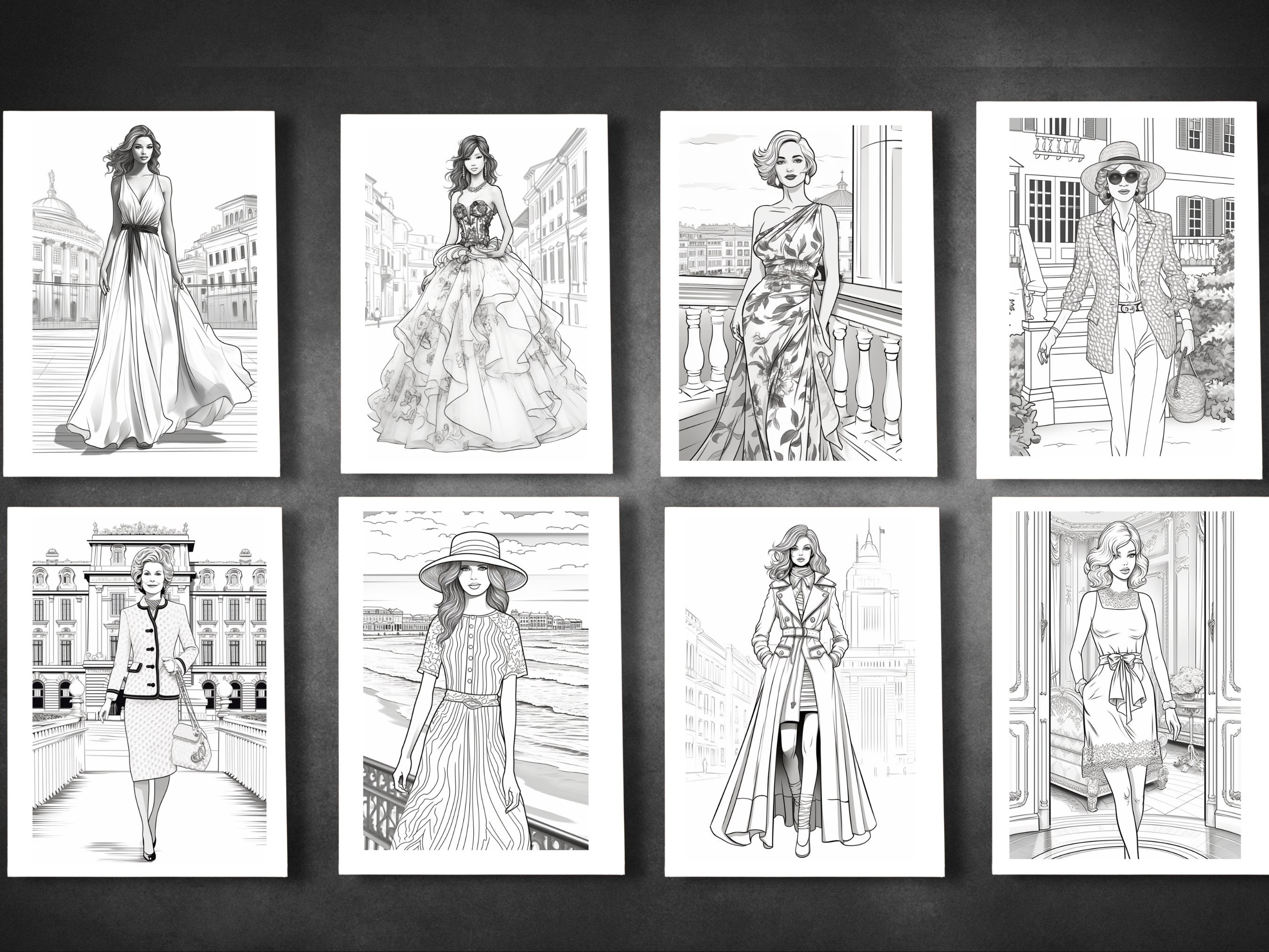 Fashion Beauty Coloring Book, Printable Adults/ Kids Coloring Pages ...