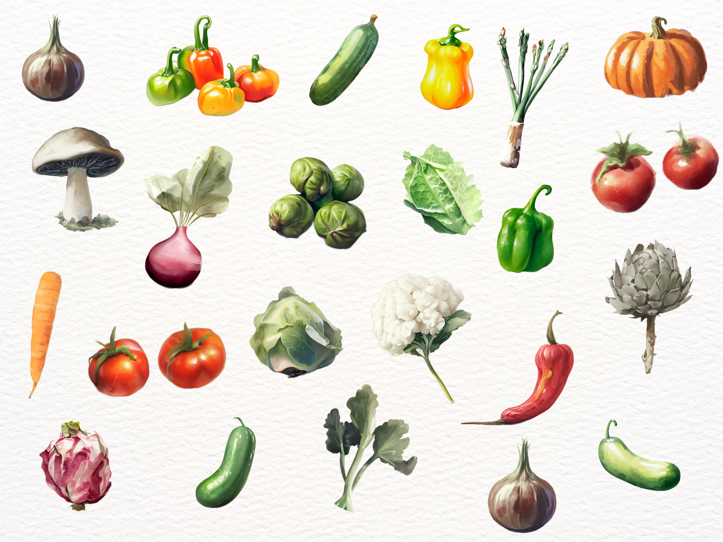 42 Vegetable Clipart | Tomato, Onion, Celery, Broccoli, Carrot, Corn ...