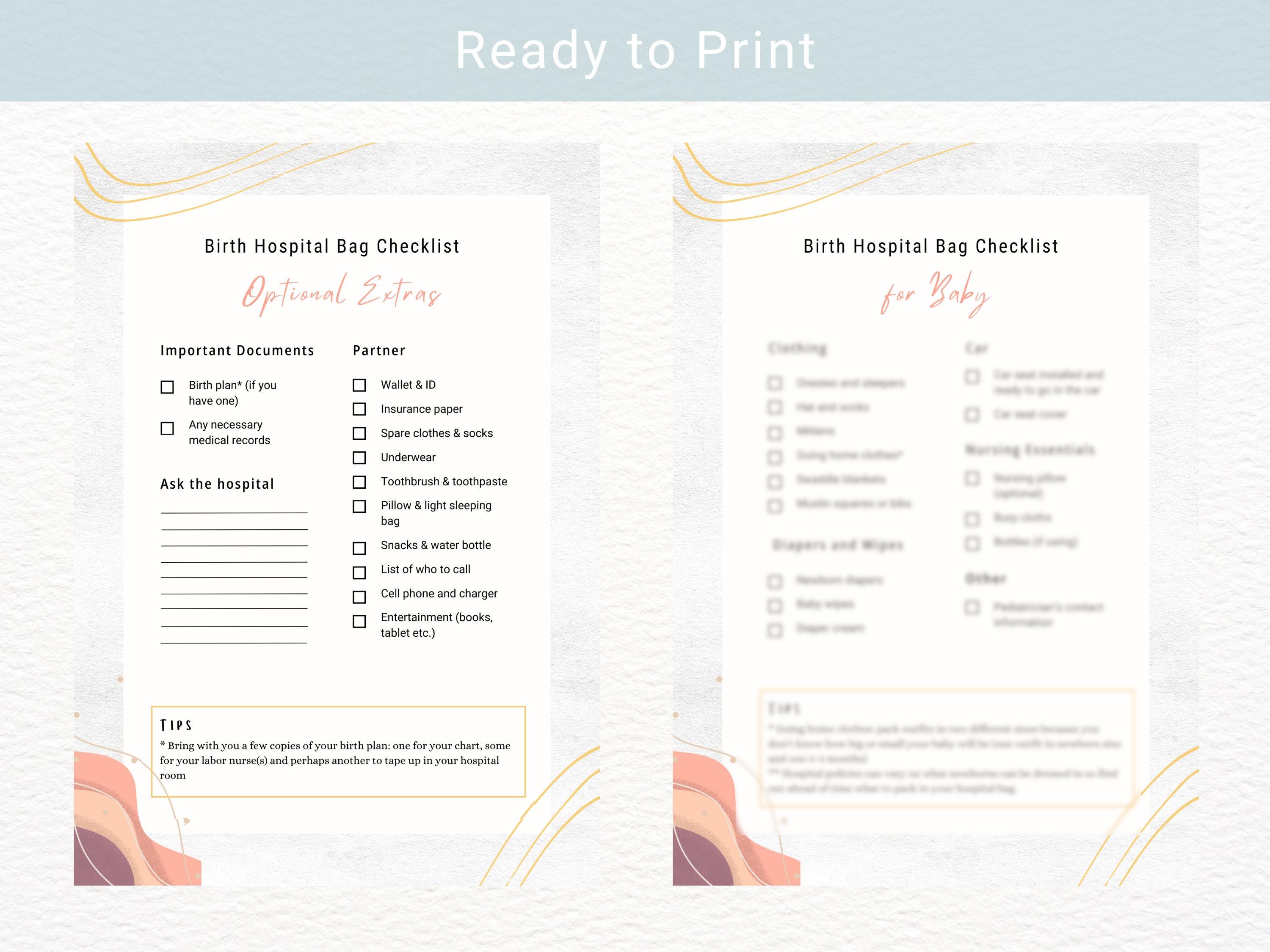 Birth Hospital Bag Checklist, Maternity Hospital Bag, Birth Bag Packing ...