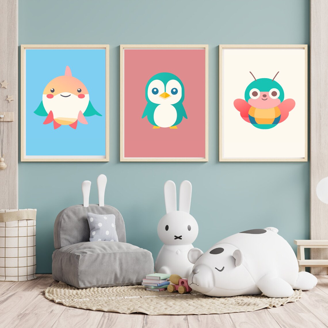 47 Cute Animals Posters Bundle for Kids' Room Decor, Set of Prints ...