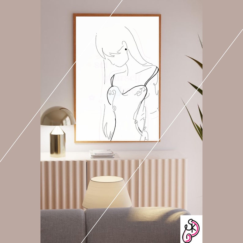 Set of 1 Digital Art Woman Line Art Wall Print Minimalist - Etsy