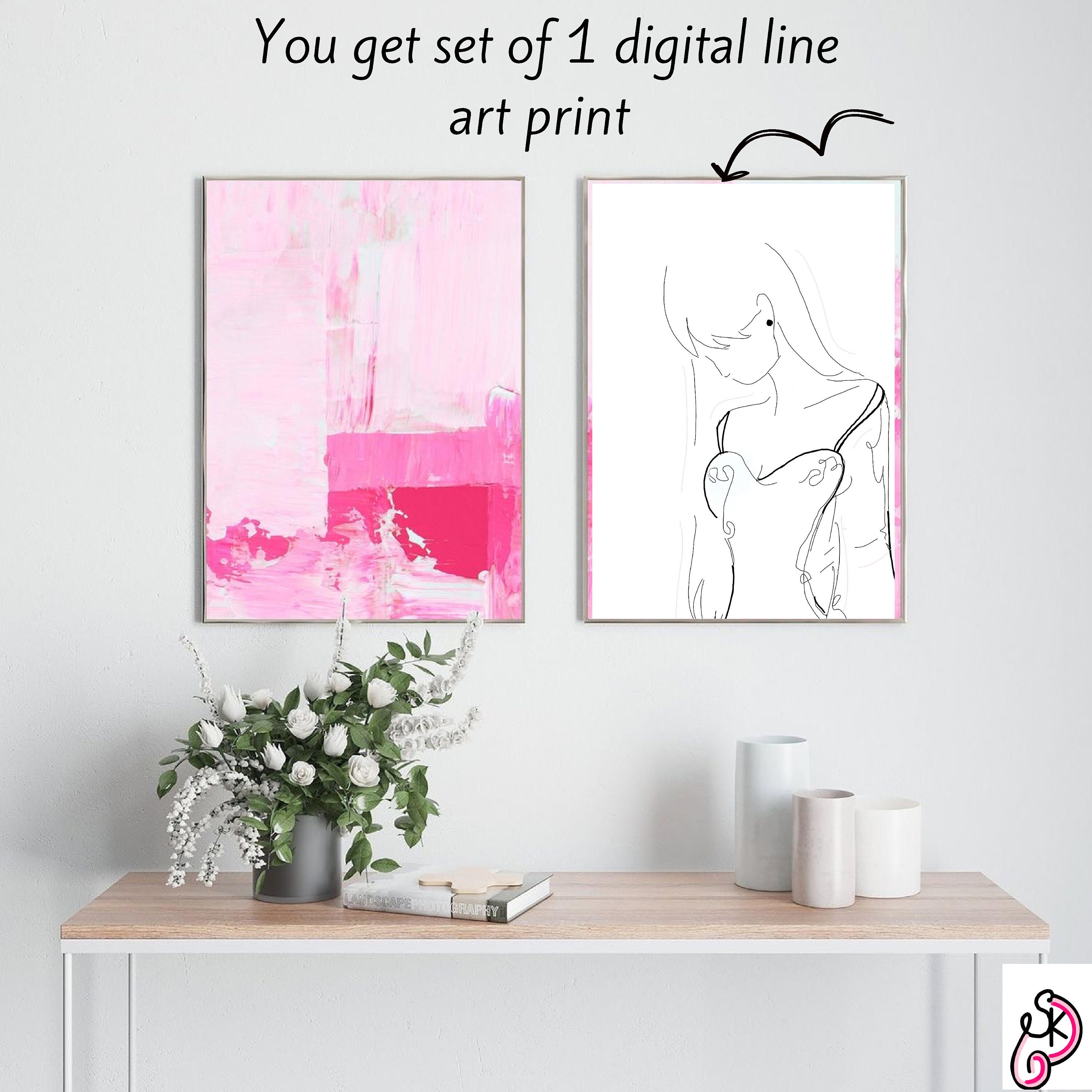 Set of 1 Digital Art Woman Line Art Wall Print Minimalist - Etsy