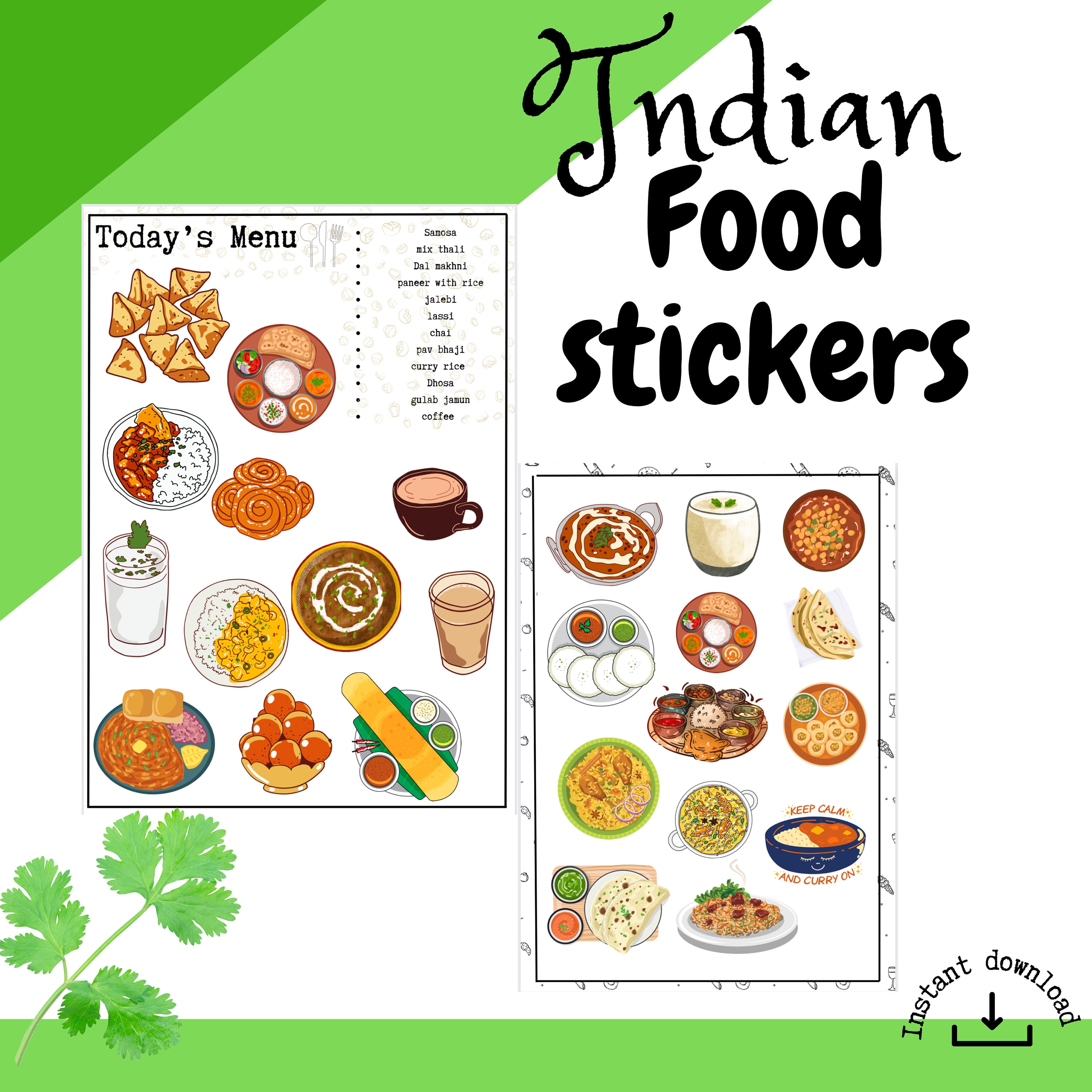 Sticker Sheetfood Stickersdesi Foodindian Food - Etsy