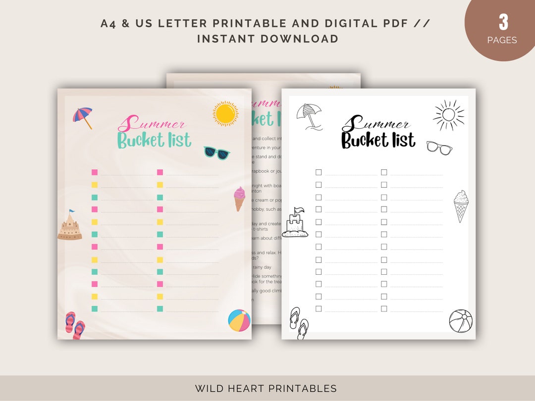 Summer Bucket List for Kids Printable Summer Ideas, Kids Summer ...