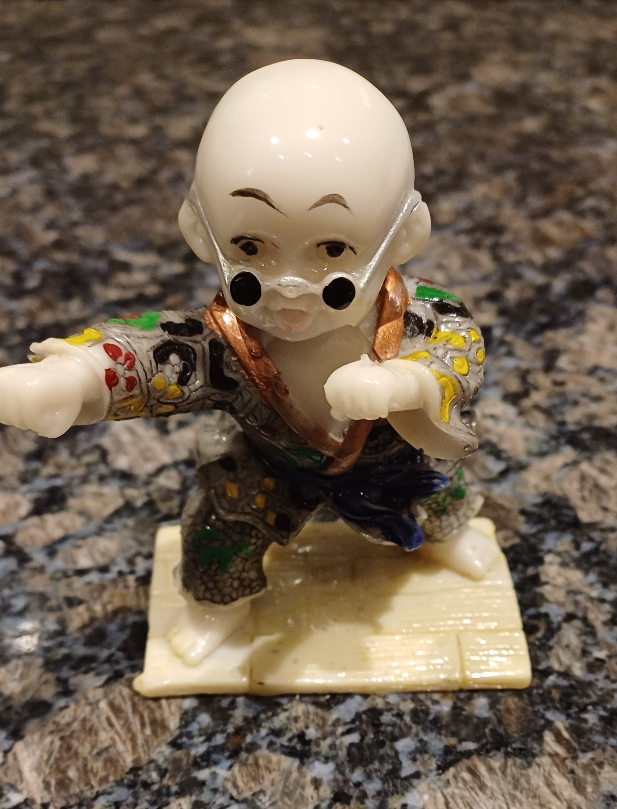 Vintage Bone Resin Kung Fu Bald Monk Boy Statue Figurine, Hand Carved ...