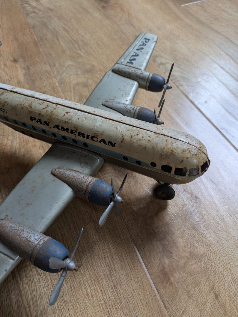 Vintage Boeing 377 Stratocruiser Pan Am Tin Model Plane by Gama, Great ...