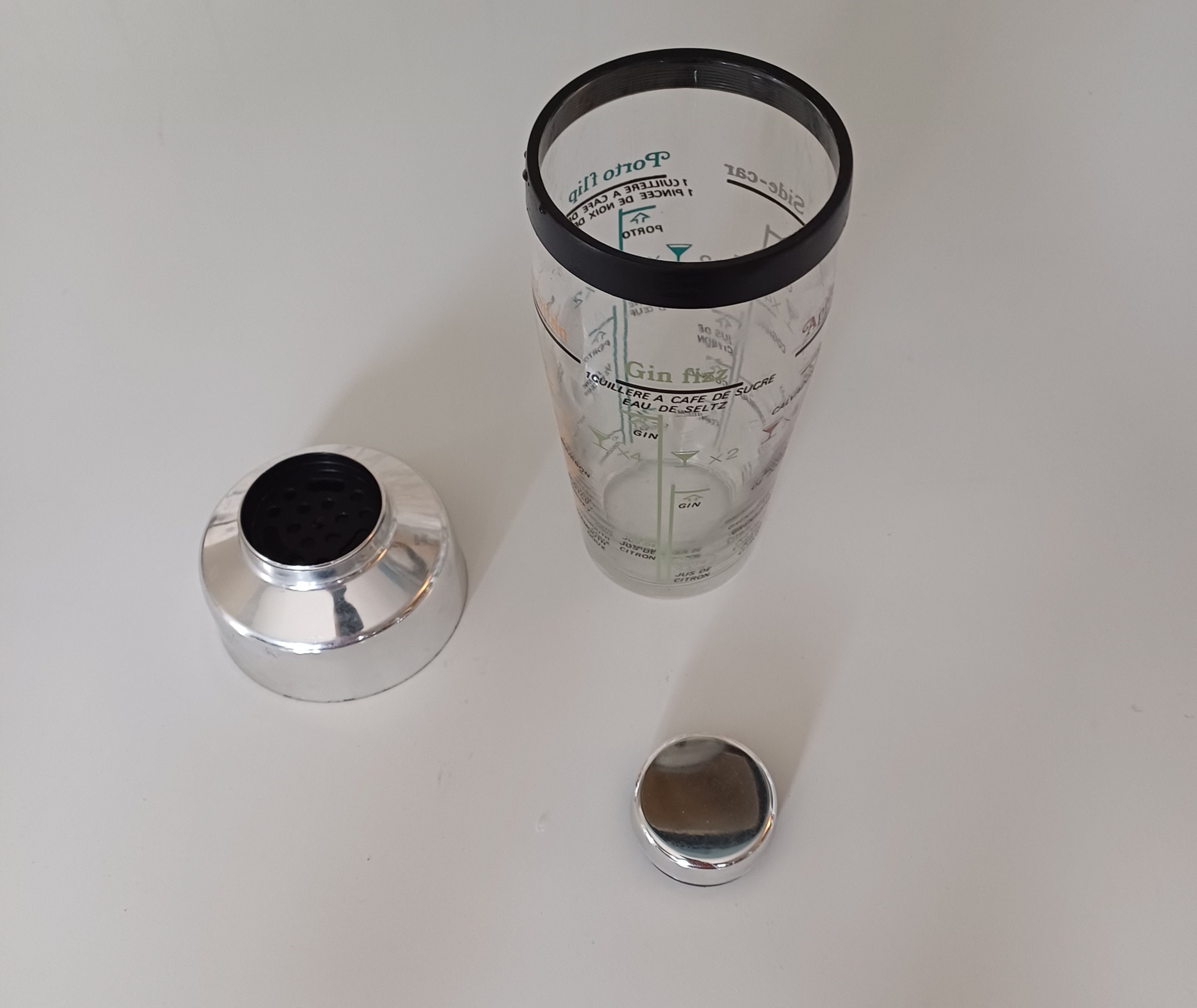 Vintage French ARC Glass/plastic Plated Cocktail Shaker for the 1970's ...