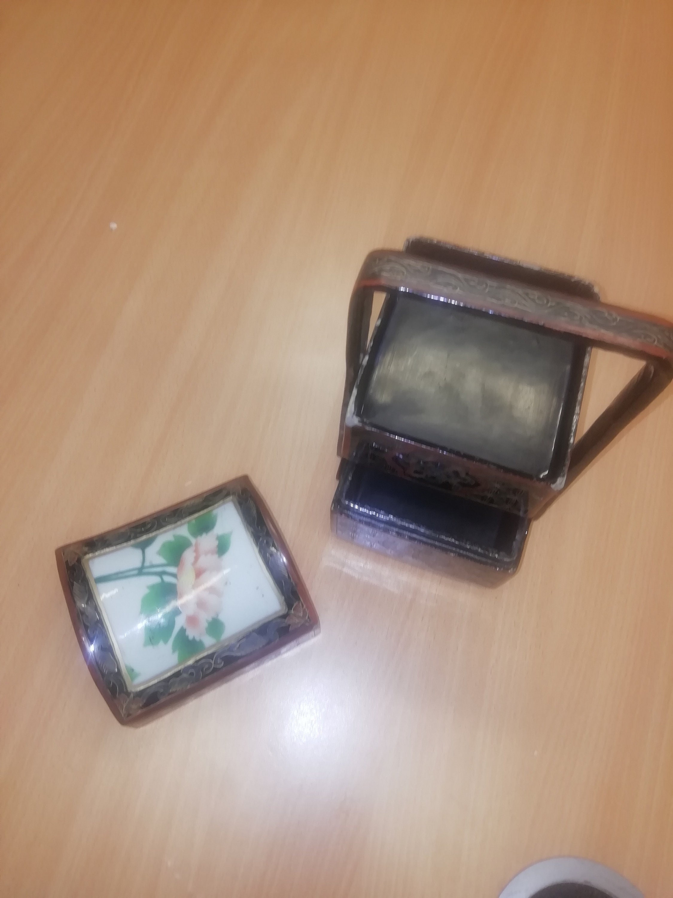 Vintage Mid Century Decorative Chinese Stacking Handled Lunch Box Wood ...