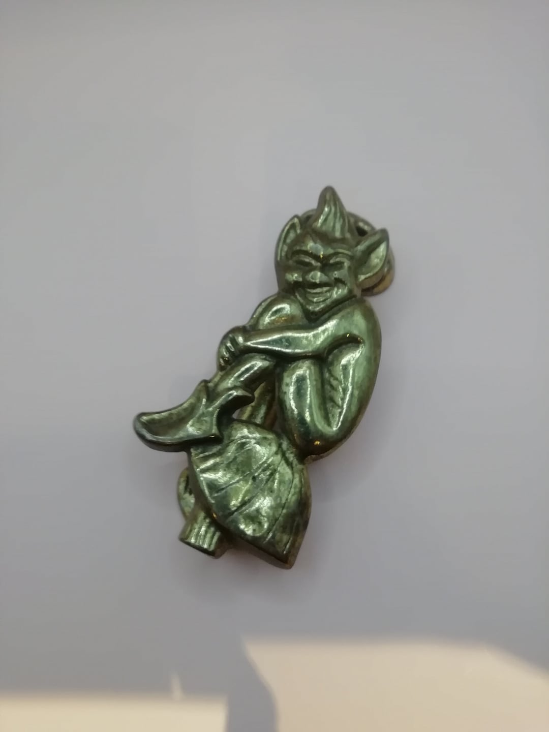 Door Knocker Large Brass Pixie Goblin Sitting on a Toad Stool - Etsy