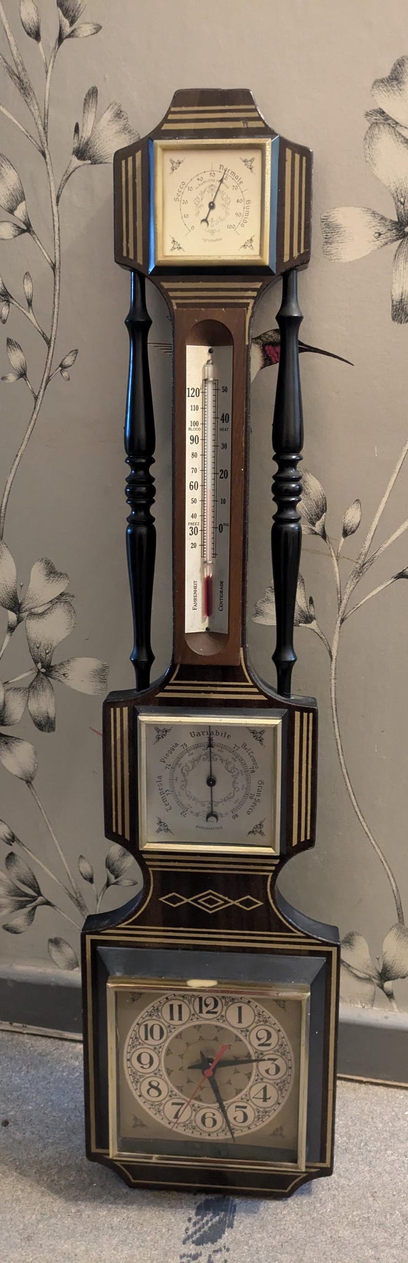 Vintage Banjo Type Wall Mounted Barometer, Thermometer, Hydrometer ...