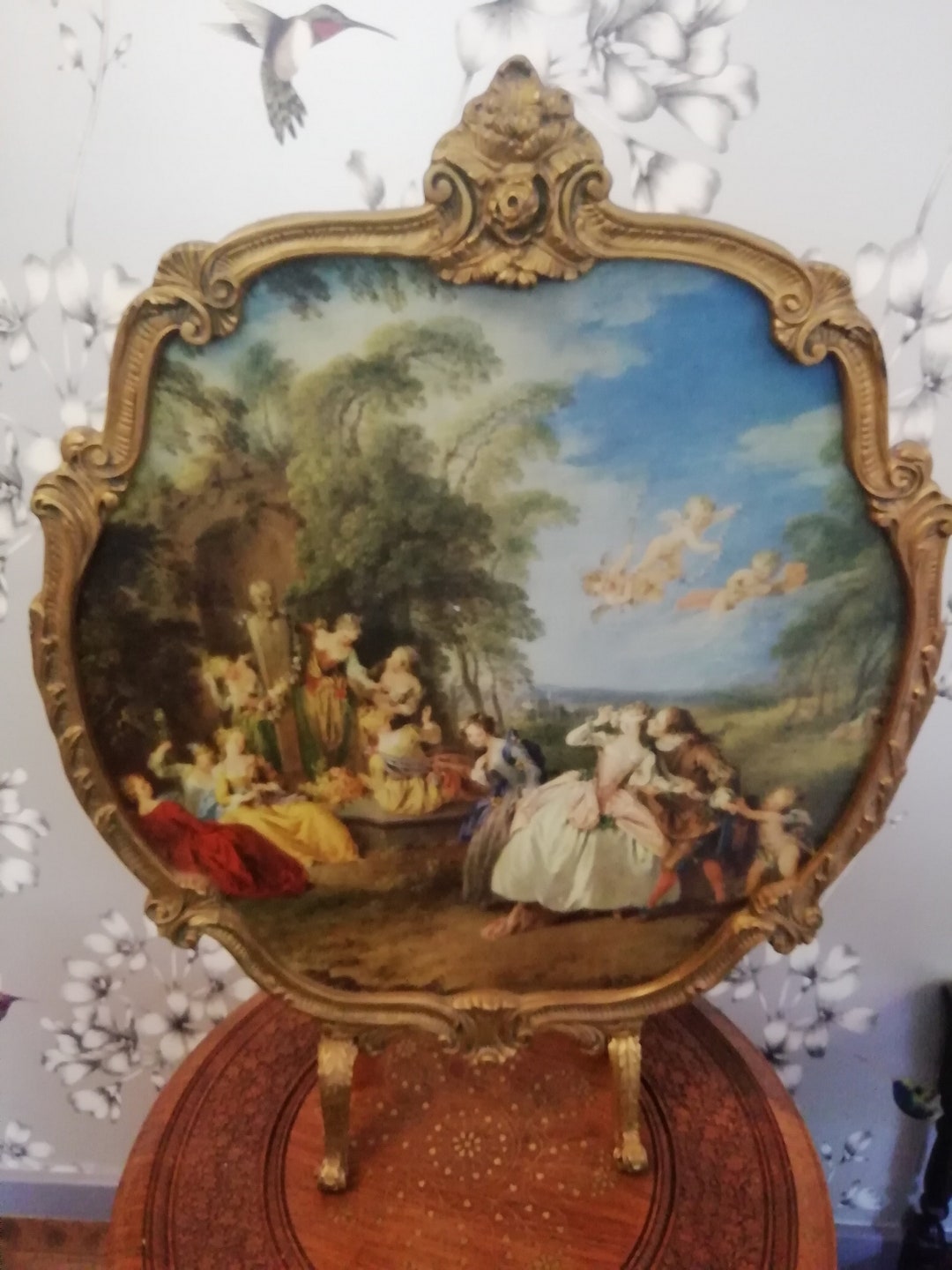 Rare Rococo Fireplace Screen ~ Atsonea England ~ Blind Mans Bluff ...