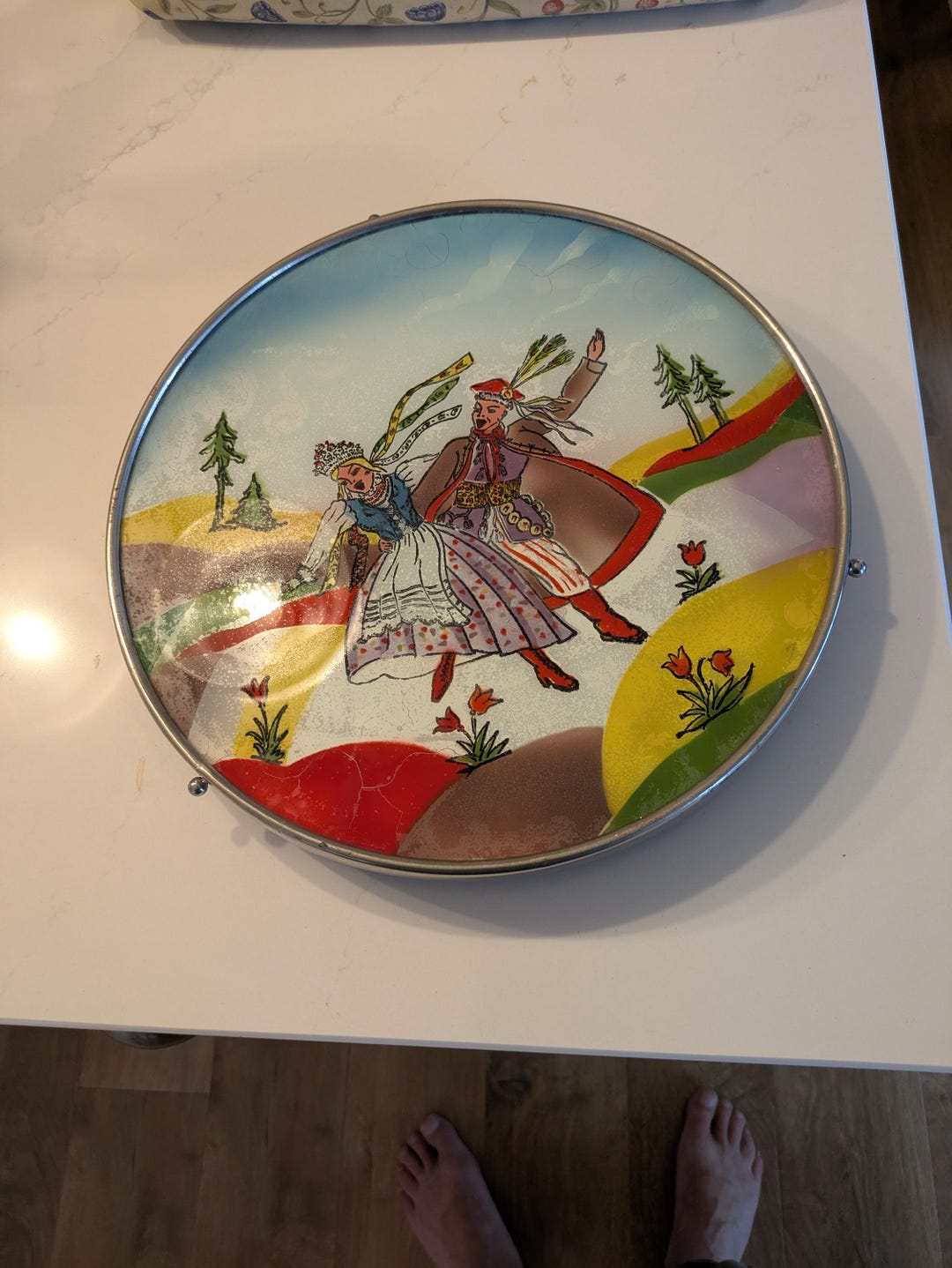 Polish Communist Era Lazy Susan Cake Stand 32cm Dia Polish Folk Themed ...