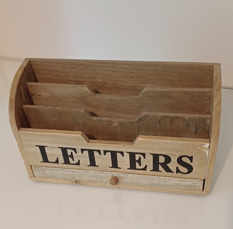 Shabby Chic Wooden Letter Rack With Draw - Etsy