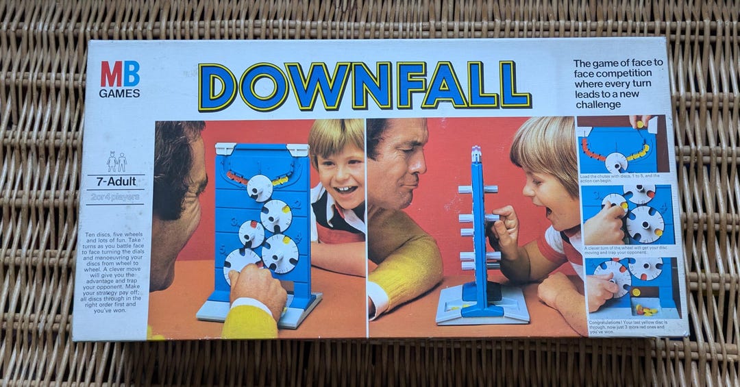 Vintage downfall Board Game by MB Games 1977 Complete With Instructions ...
