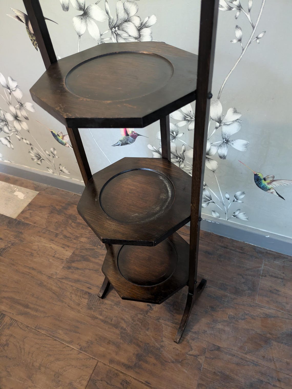 Antique Art Deco Solid Oak , Cake Stand 3 Tiered With Folding Shelves ...