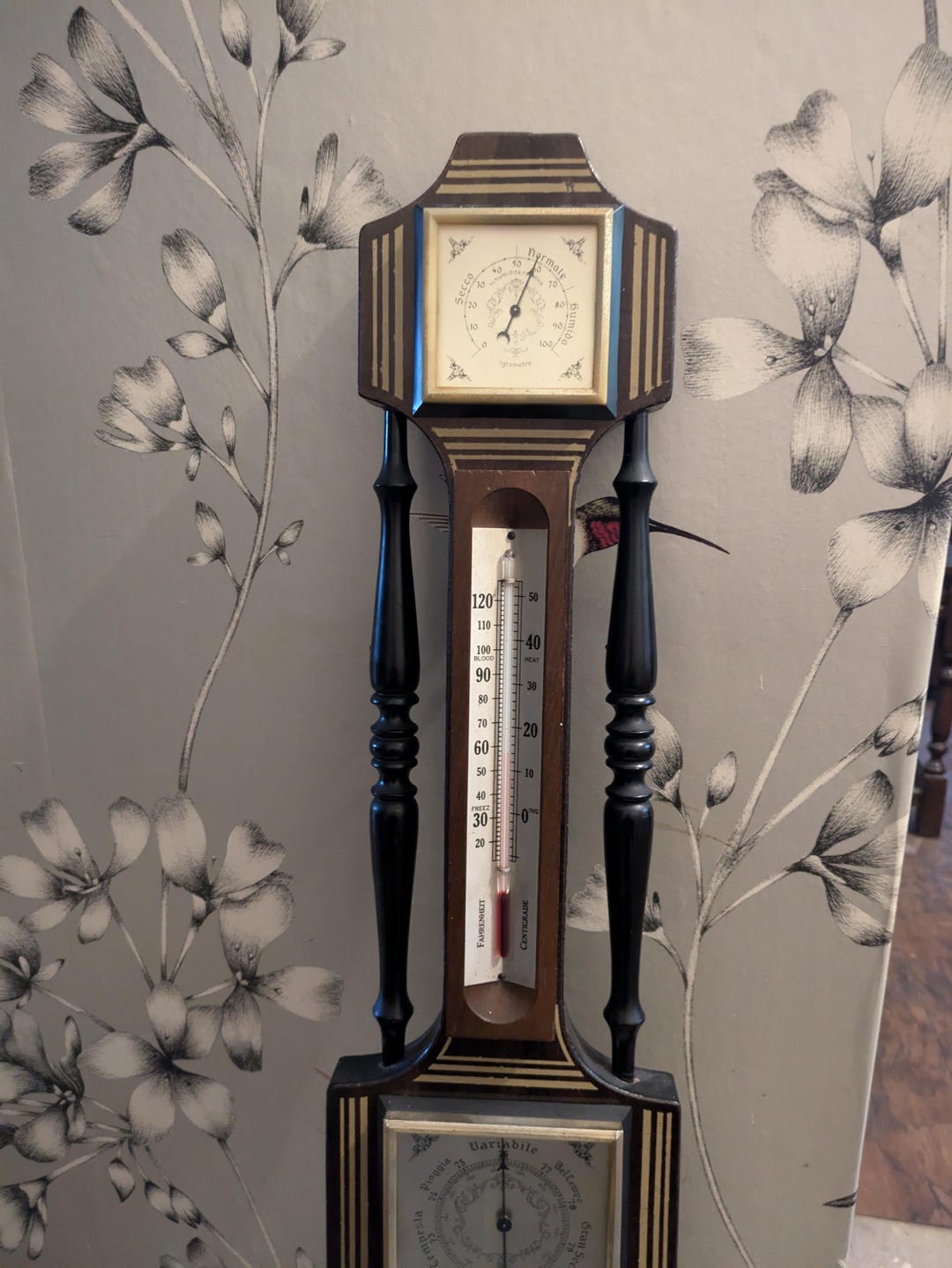 Vintage Banjo Type Wall Mounted Barometer, Thermometer, Hydrometer ...
