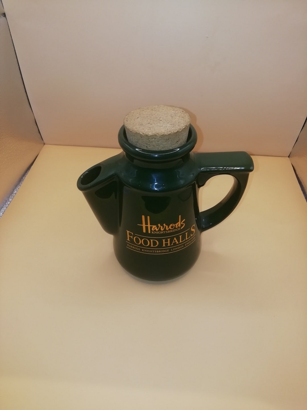 Harrods Food Hall Green & Gold Corked Pitcher/jug David Birch London ...