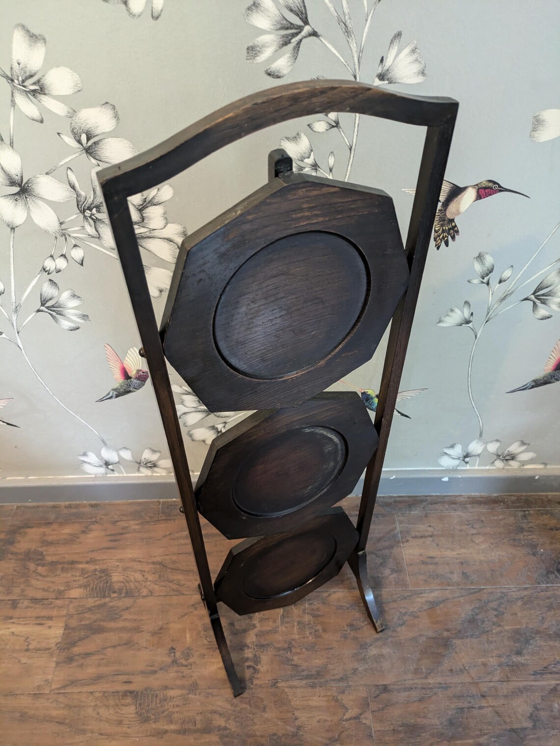Antique Art Deco Solid Oak , Cake Stand 3 Tiered With Folding Shelves ...