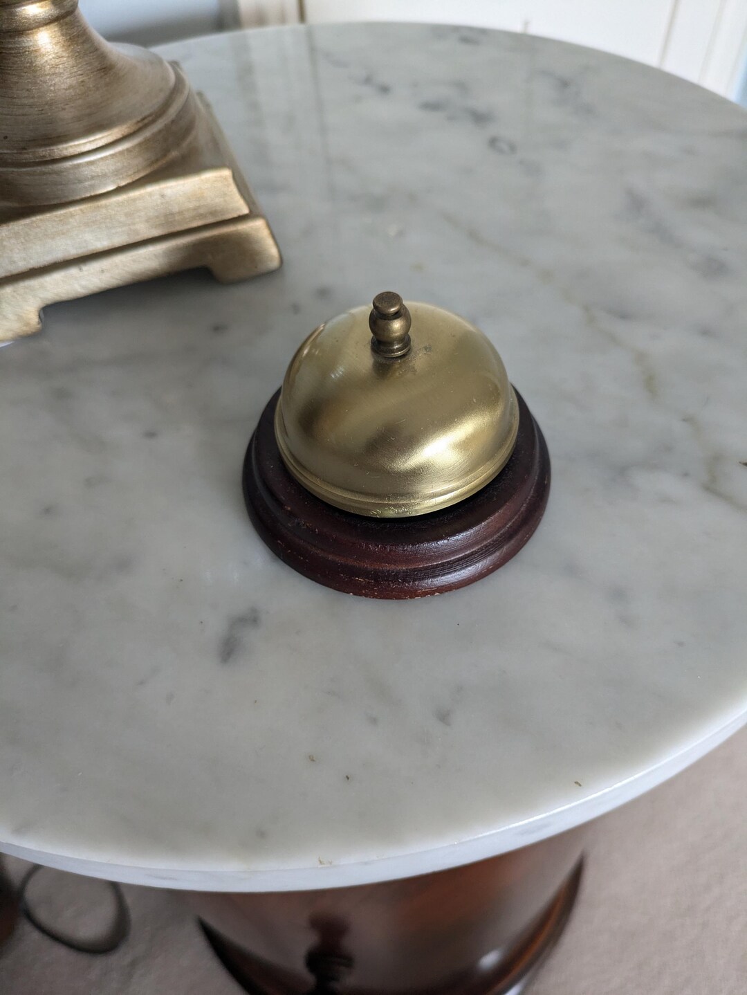 Vintage Shop Counter Brass/wooden Counter Bell, Nice Condition and ...