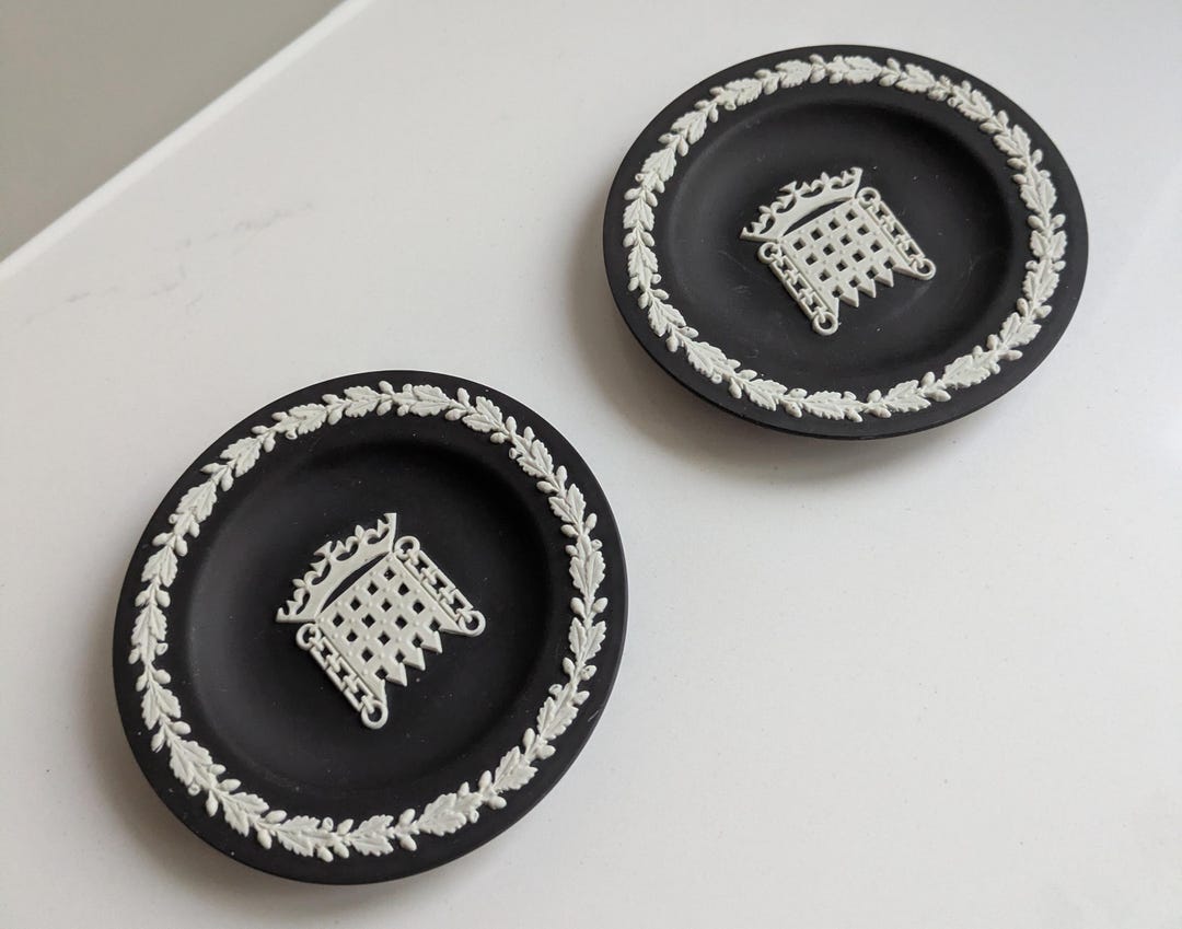 Vintage Jasperware Portcullis Black/white Wedgewood Plates. 4 1/2 ...