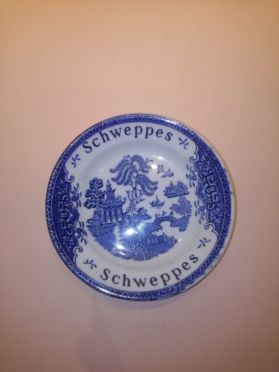 Vintage Historic Blue WILLOW Schweppes Bowl PUB Tip Dish Enoch Wedgwood ...