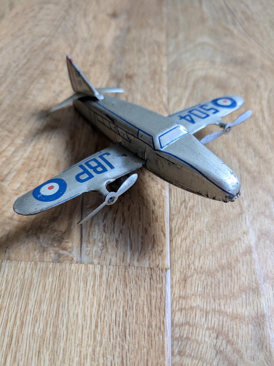 Vintage Tin Plate Areoplane With British Markings. Twin Engine With ...