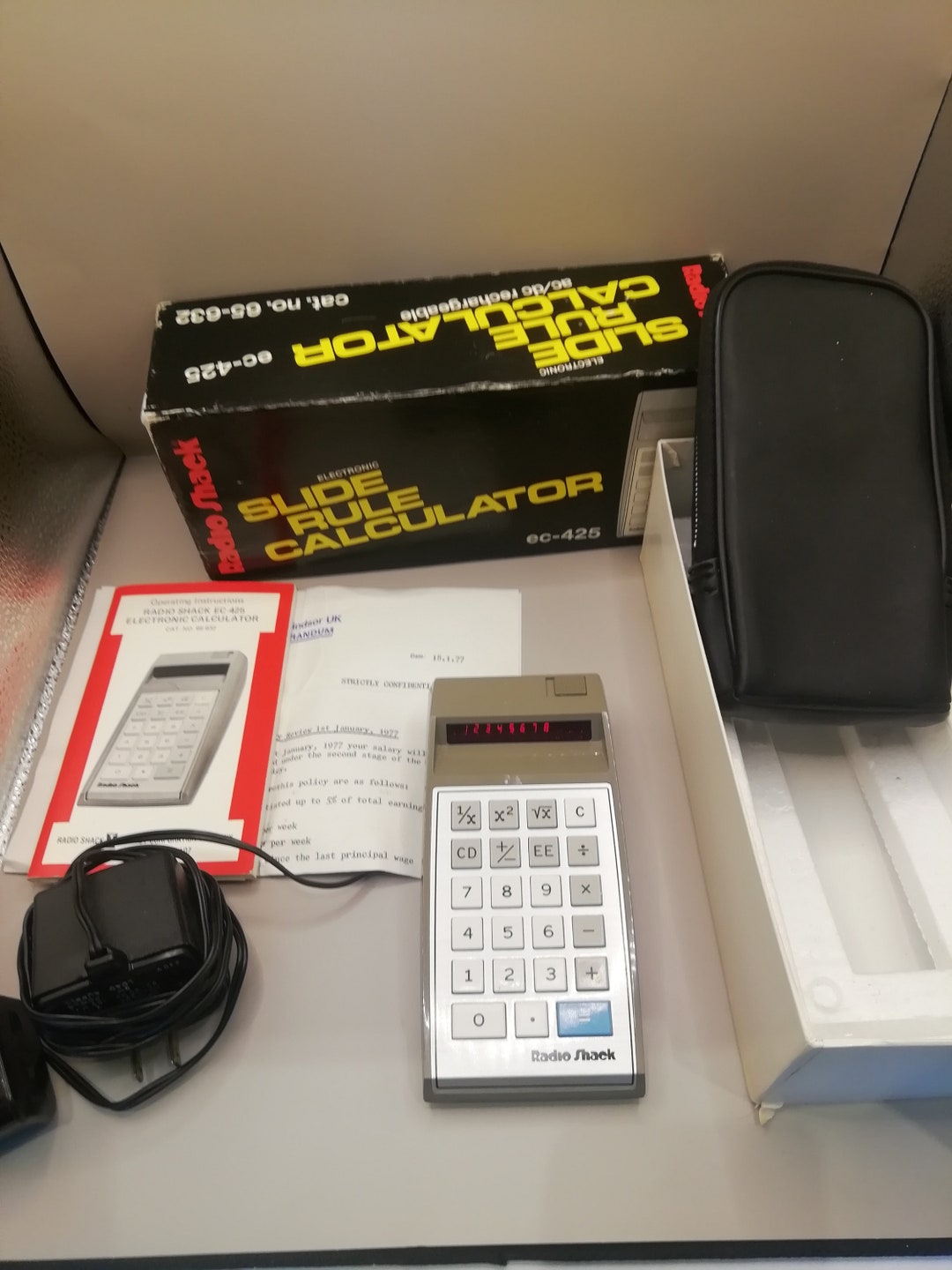 Rare 1975 Radio Shack EC-425 Calculator W/ Manual & Case Great Cond ...