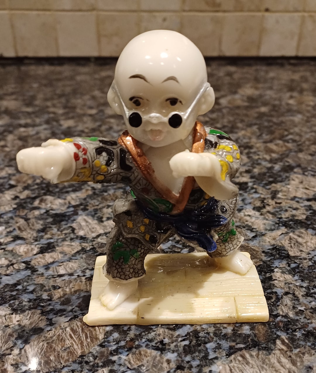 Vintage Bone Resin Kung Fu Bald Monk Boy Statue Figurine, Hand Carved ...