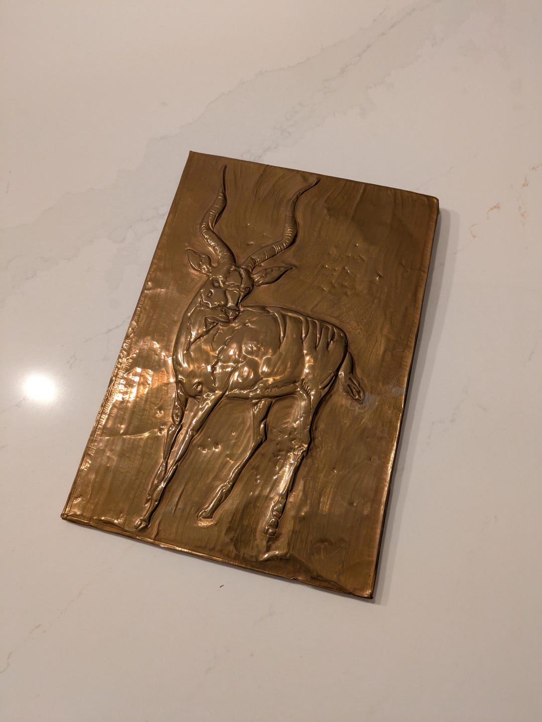 Vintage Heavy Embossed Copper Sheet Imprint of a Kudo Made in South ...