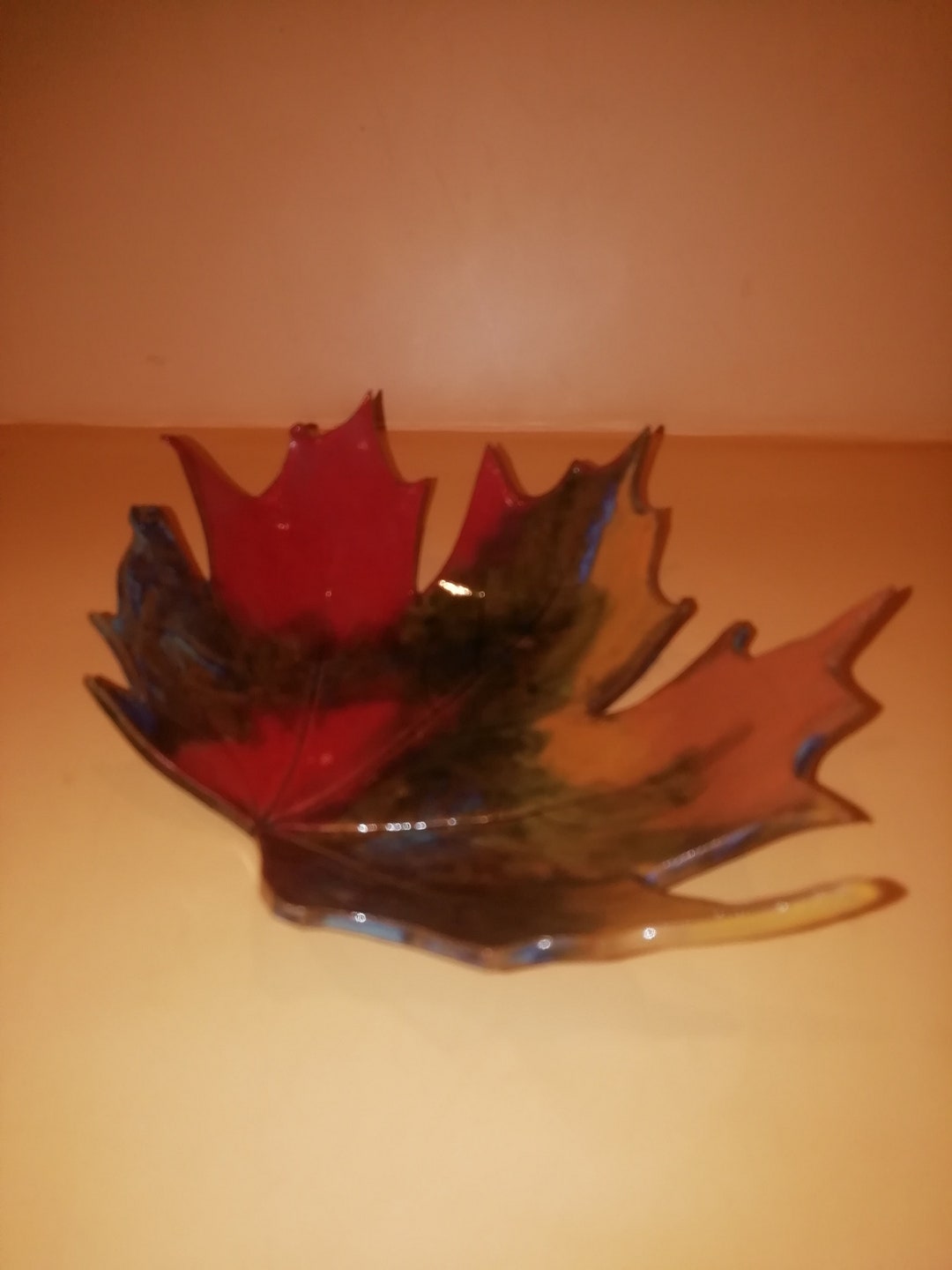 Vintage Ceramic Painted & Glazed "autumn Themed" Maple Leaf Dish ...