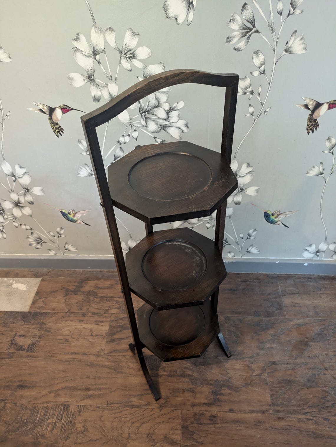 Antique Art Deco Solid Oak , Cake Stand 3 Tiered With Folding Shelves ...