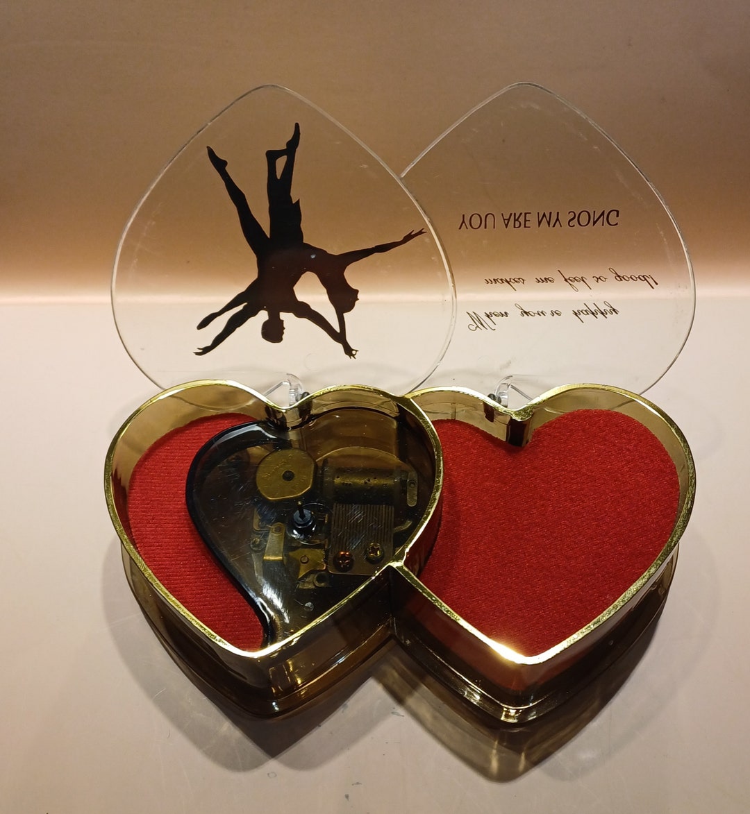 Clear Gold Edged Acrylic Entwined Heart Music Box, Plays "my Favourite ...