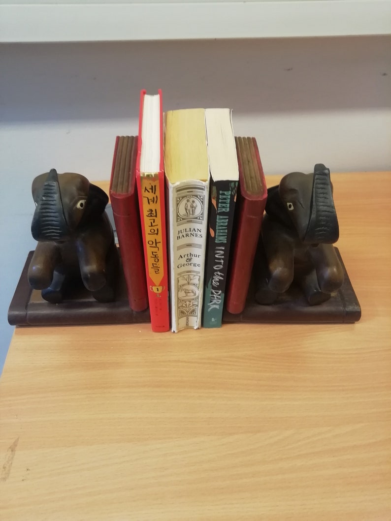 Vintage Wooden Elephant Themed Book Ends X 2 - Etsy