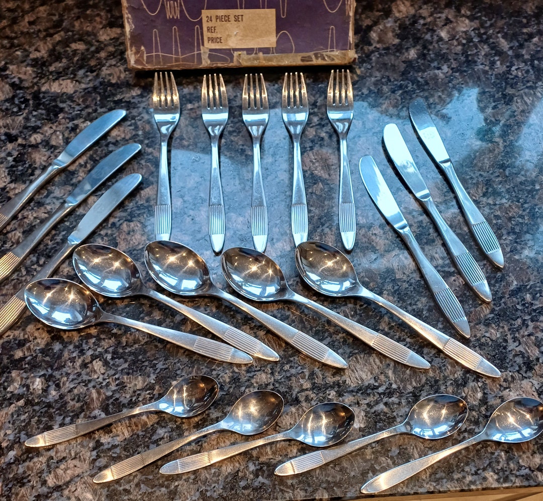 Vintage Stainless Steel Cutlery Set Made in Portugal, missing One Fork ...