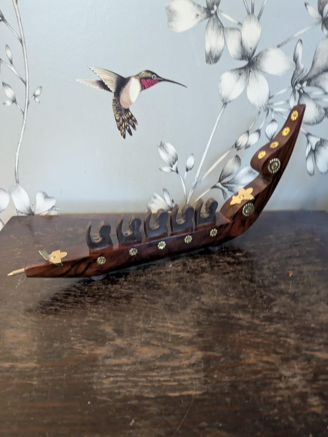 Vintage Kerela Wood/brass Snake Boat - Etsy