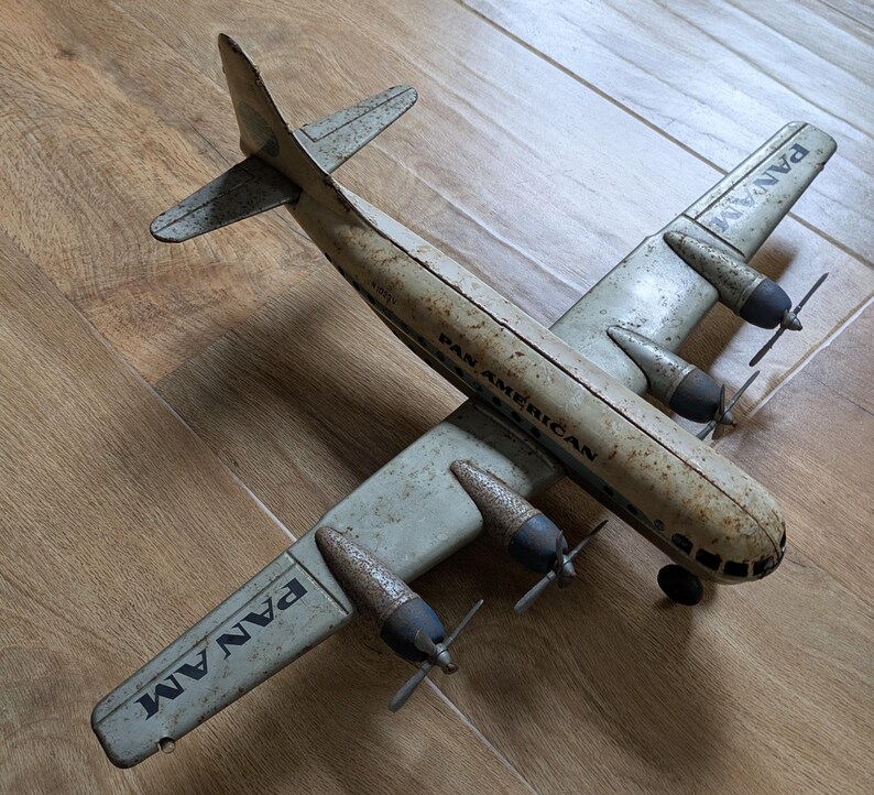 Vintage Boeing 377 Stratocruiser Pan Am Tin Model Plane by Gama, Great ...