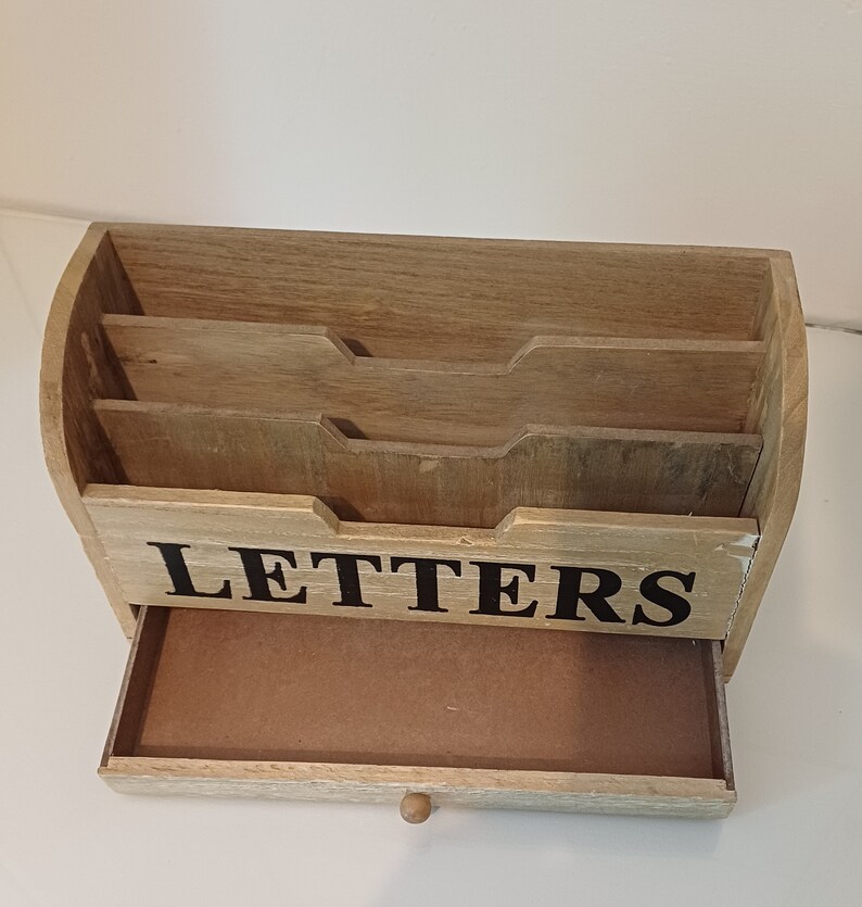 Shabby Chic Wooden Letter Rack With Draw - Etsy