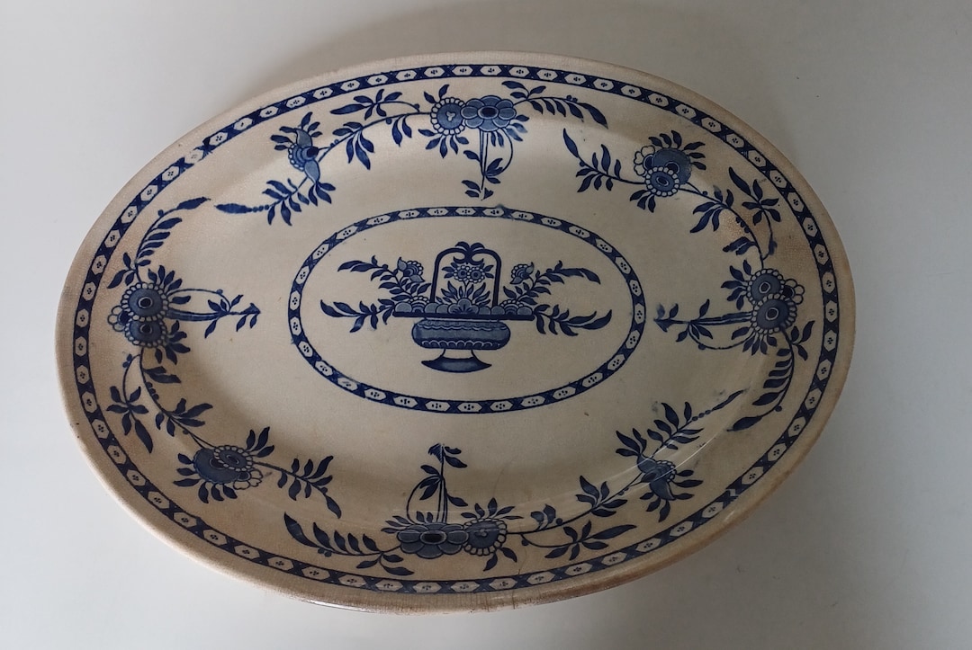 Vintage Delft Minton Oval Platter, Size: 16 1/4" - Etsy