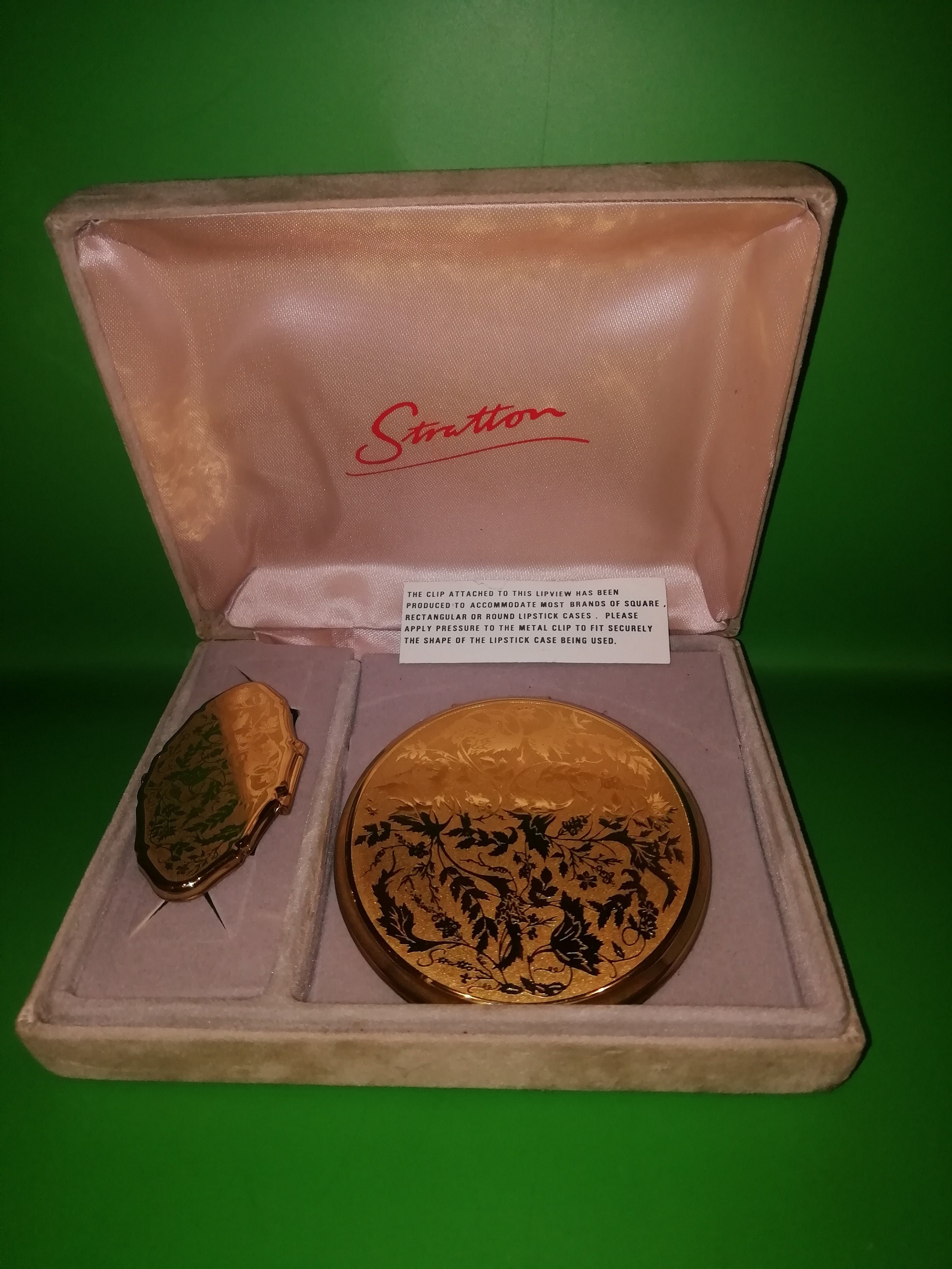 Vintage 1970's Stratton Gold Tone Compact & Lipstick - Etsy