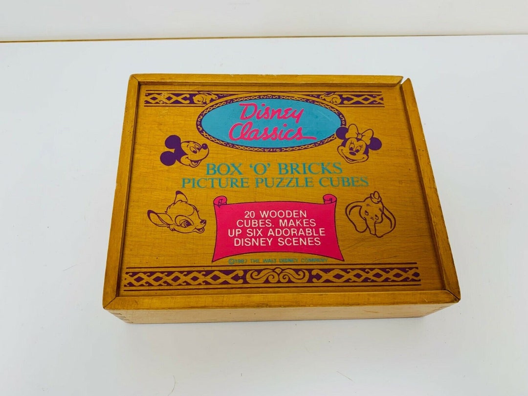 Vintage Disney Classics Box of Bricks Wooden Picture Puzzle Cubes - Etsy
