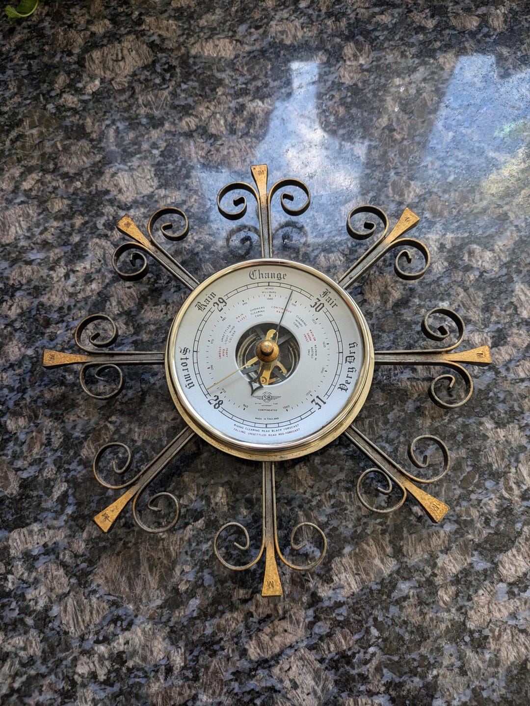 Vintage Circular Barometer Starburst by Shortland of England 9 ...