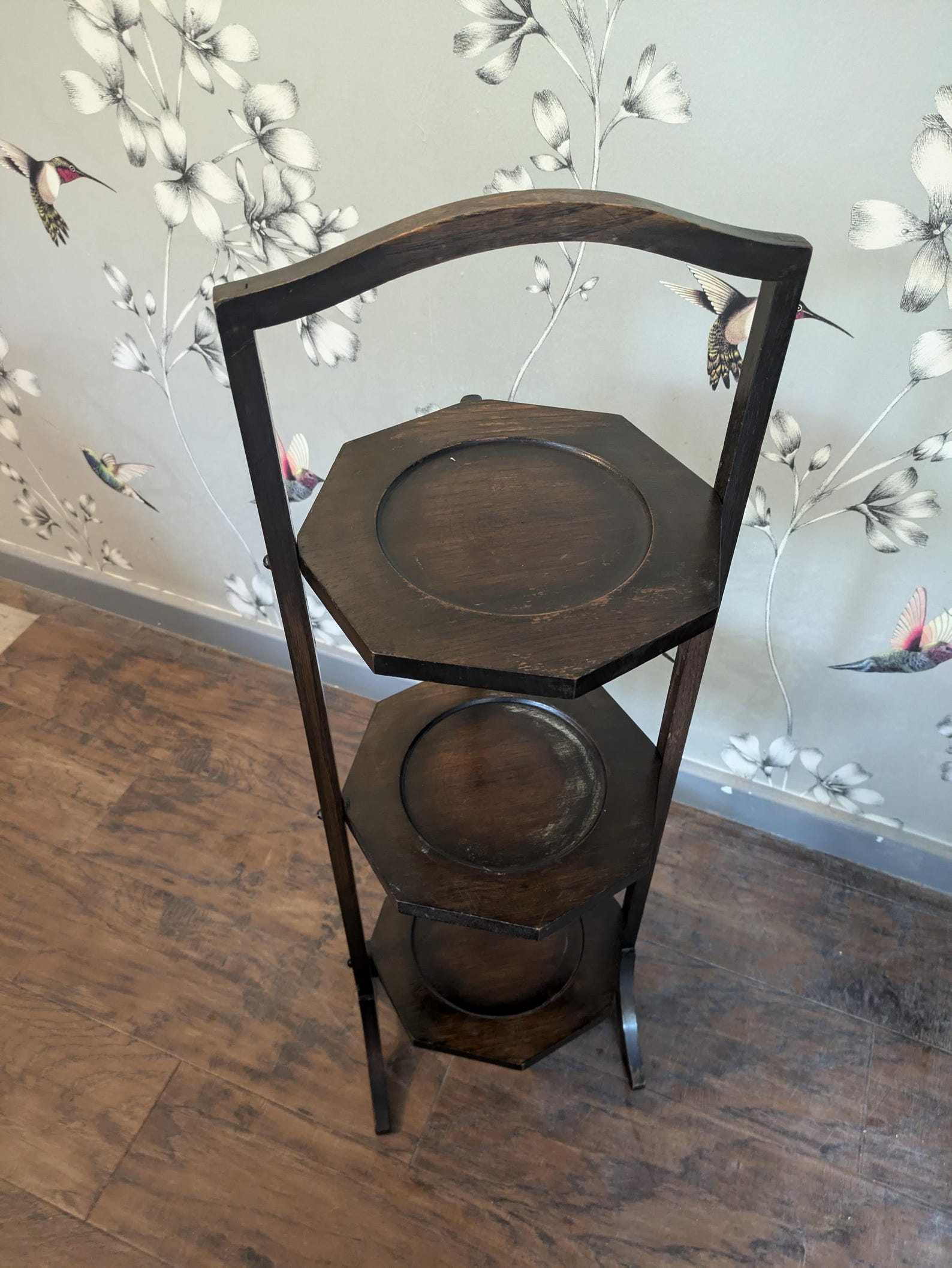 Antique Art Deco Solid Oak , Cake Stand 3 Tiered With Folding Shelves ...