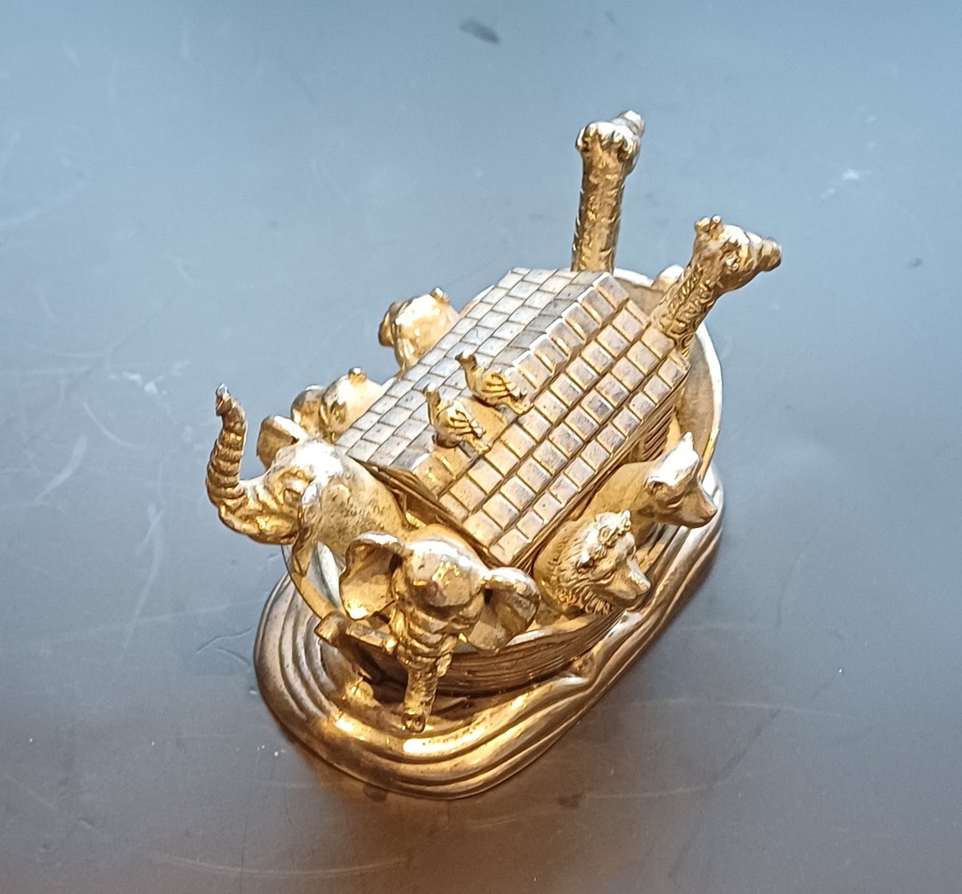 Sankyo Noahs Ark Hippo Lion Giraffe Elephant Silver Plated Metal Music ...