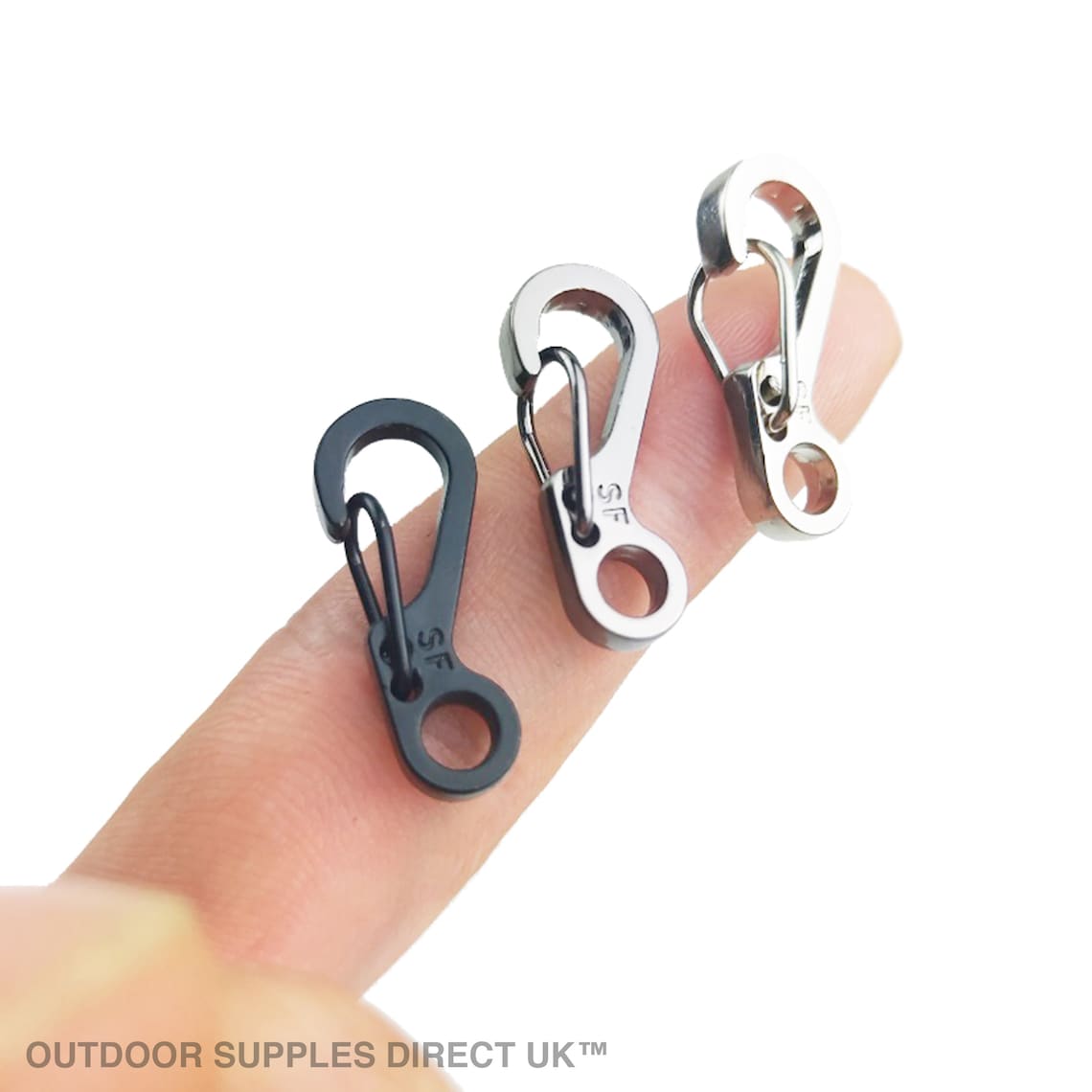 5 Black EDC Aluminium Alloy Micro Carabiner Clips & Metal Wire Key Ring ...