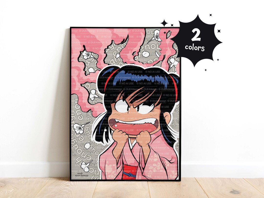 Digital Print "enough", Stressed Out Anime Girl Wall Decor, Funny ...